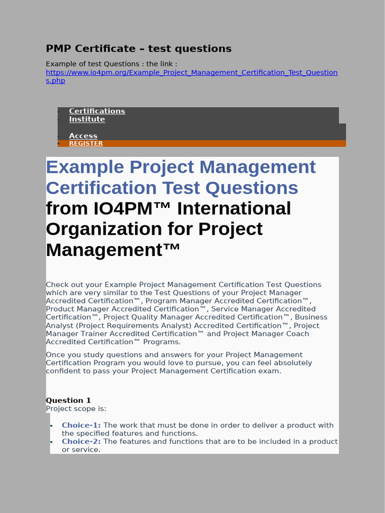 PMP Certificate | PDF | Project Management Professional | Risk