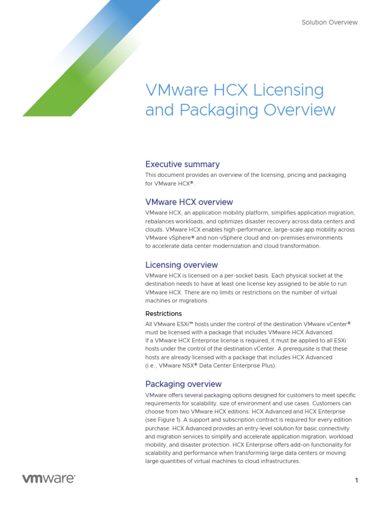VMW HCX Licensing and Packaging Solution Overview | PDF | Cloud ...