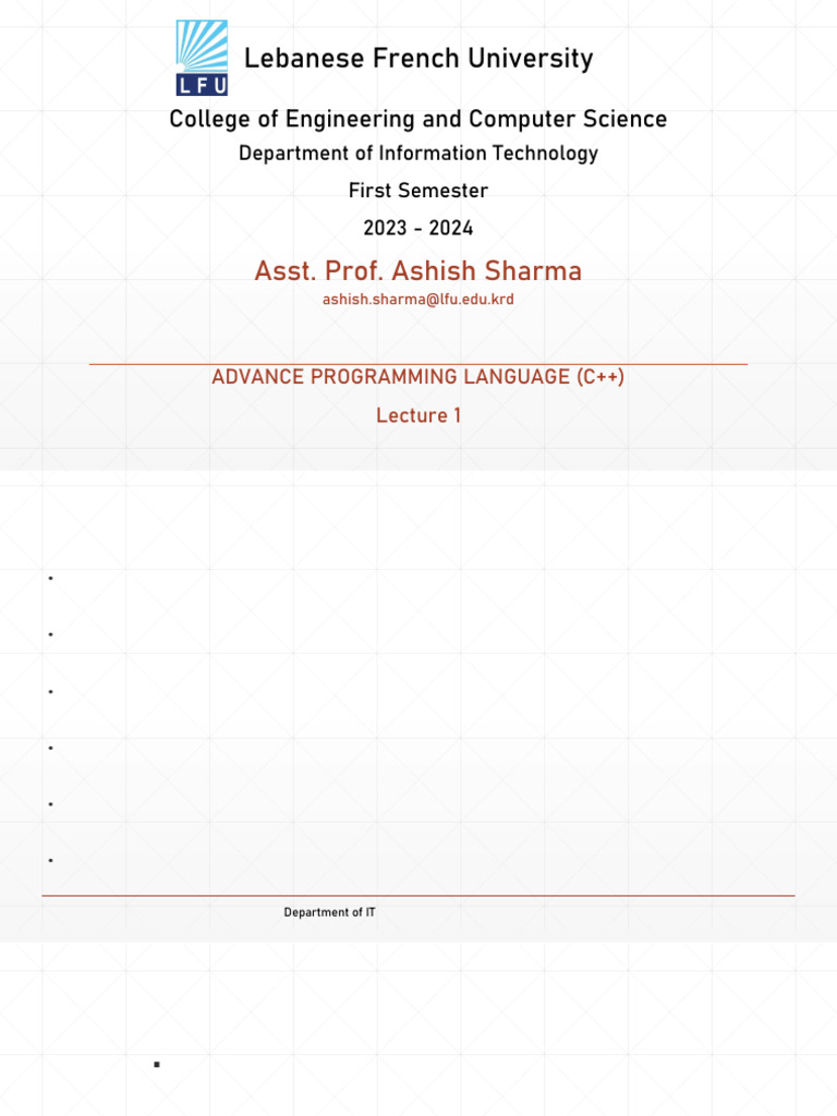 IT2 - Sem-1 - Lectures - APL (C++) - 2023-2024 | PDF | C++ | Integer (Computer Science)