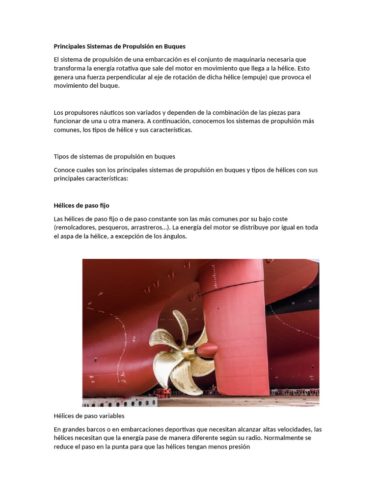 Sistemas de Propulsión en Buques | PDF