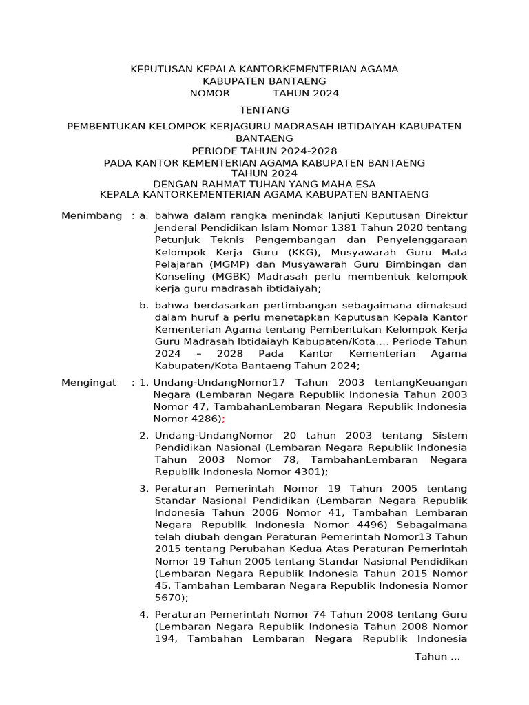 SK KKG Kemenag Bantaeng-2 | PDF