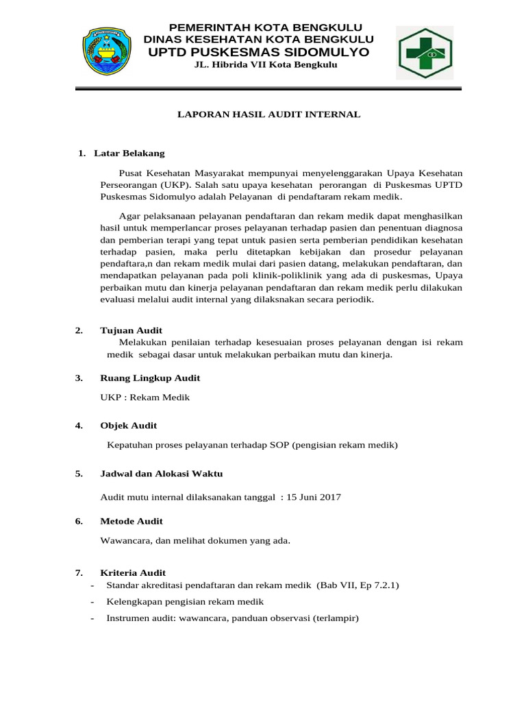 Laporan Hasil Audit Internal | PDF