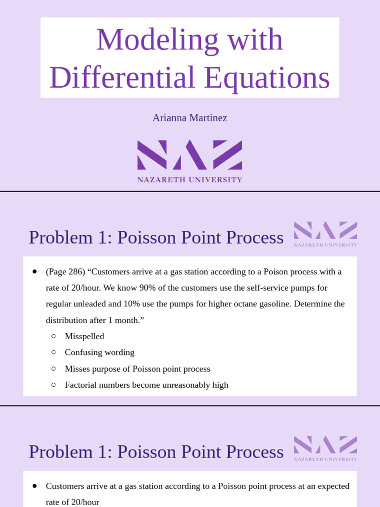 Modeling with Differential Equations Final Project | PDF | Expected Value | Poisson Distribution