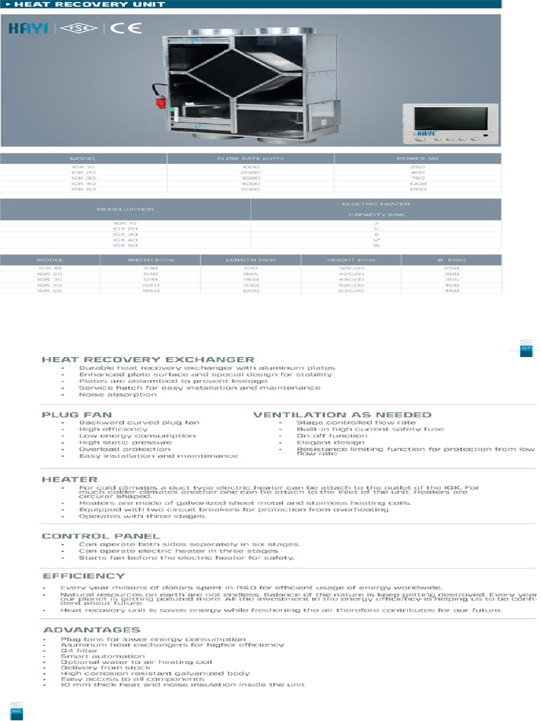 Heat Recovery Unit Catalogue | PDF