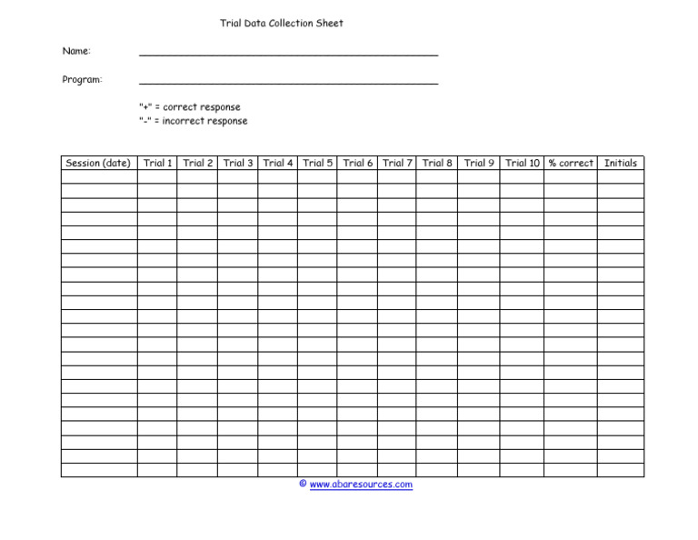 Trial Data Collection Sheet 2 | PDF