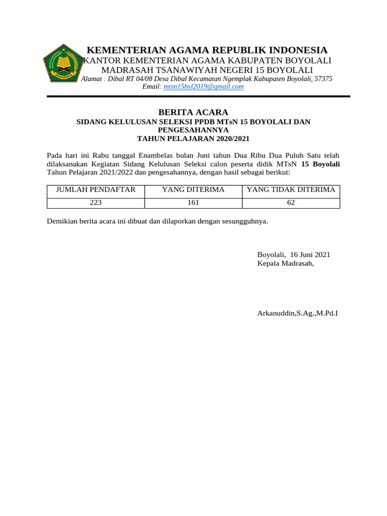 BRT Acra Siswa Baru | PDF