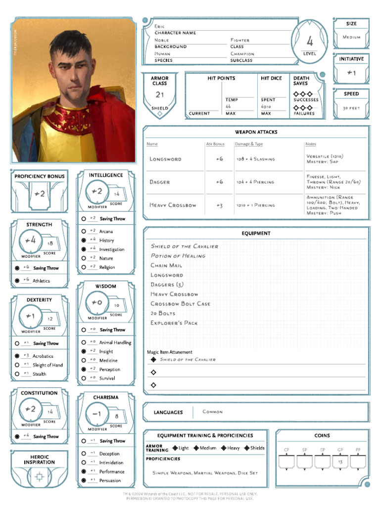 Eric Character Sheet | PDF