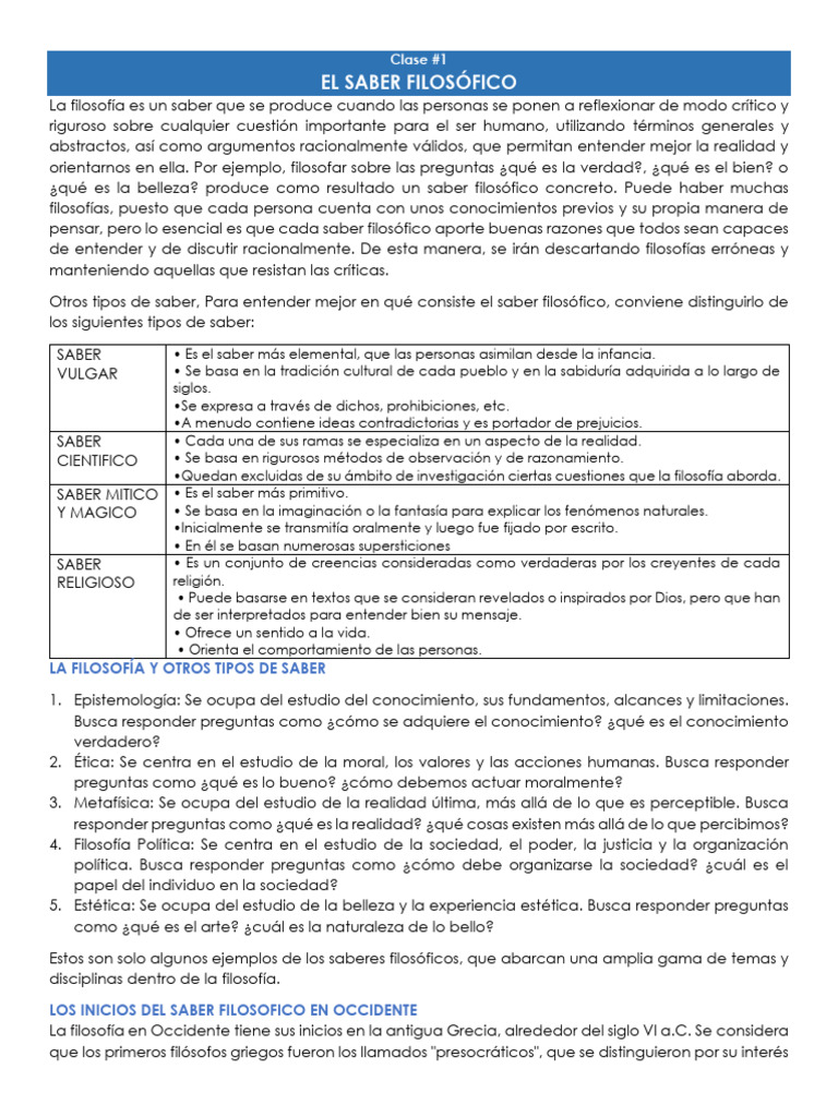 Introducción al Saber Filosófico | PDF | Filosofía griega antigua ...