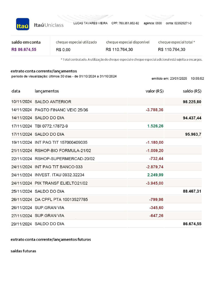 Extrato Itau Folha 01 | PDF
