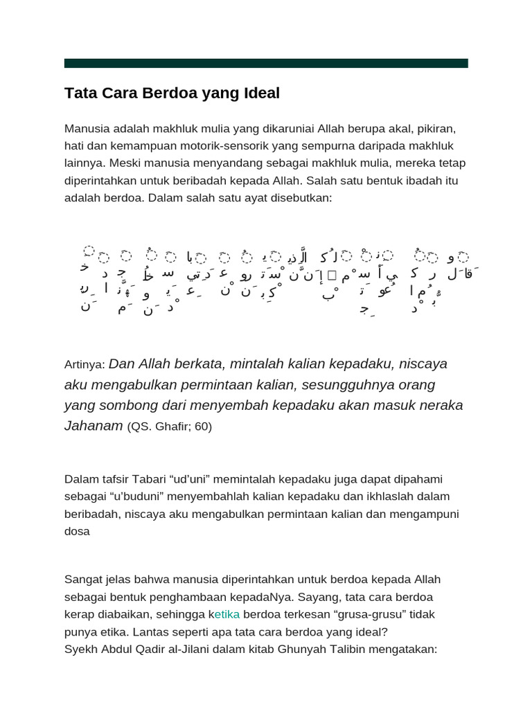 Tata Cara Berdoa yang Ideal | PDF