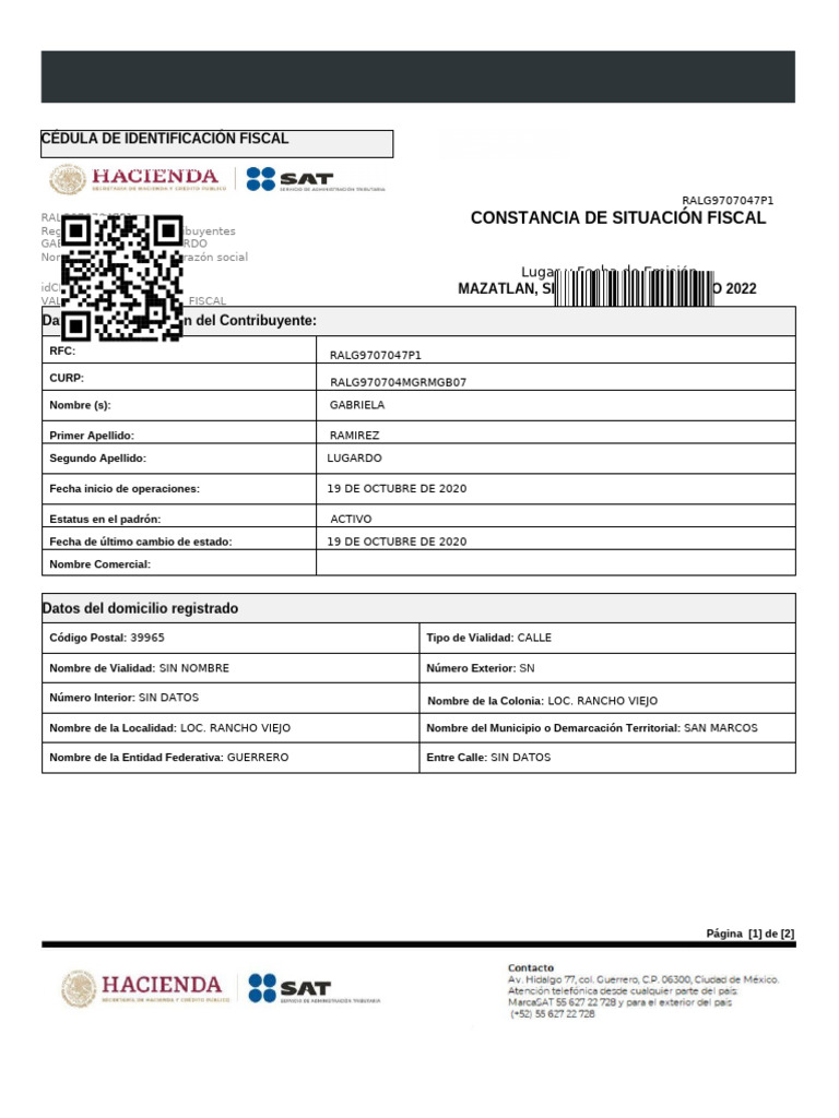 Acuse Constancia de Sitaucion Fiscal Gabriela RFC | PDF | Gobierno