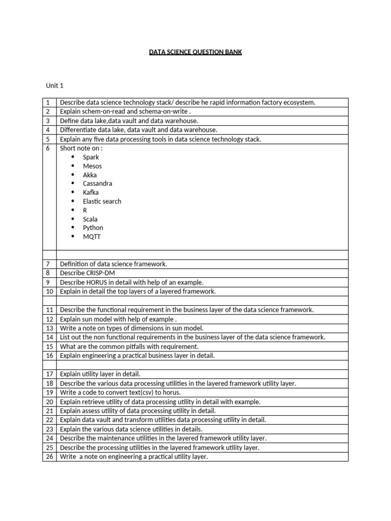 Data Science Question Bank | PDF | Cluster Analysis | Principal Component Analysis