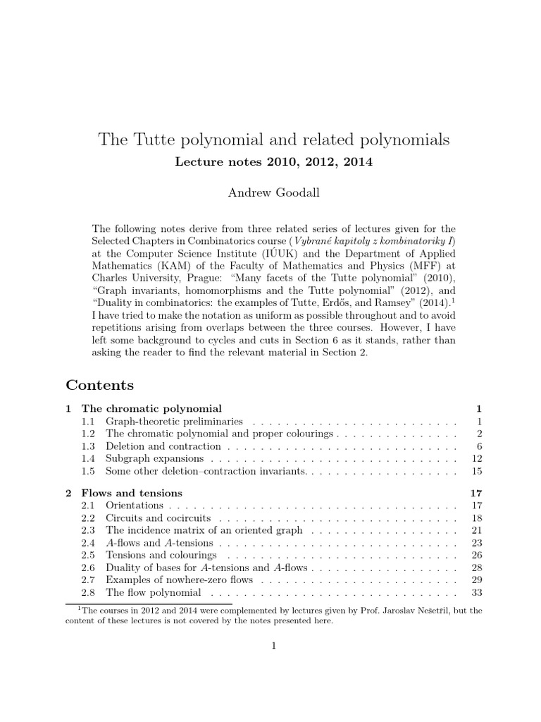 Tutte Polynomial Lecture Notes | PDF | Vertex (Graph Theory ...