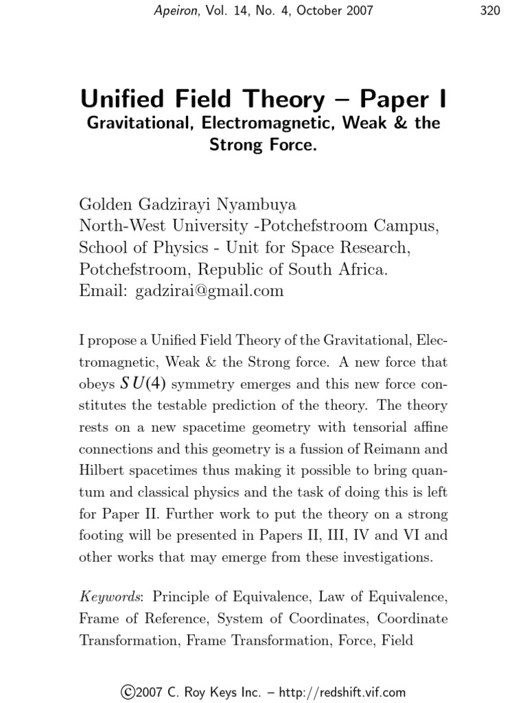Unified Field Theory | PDF | Luminiferous Aether | Force