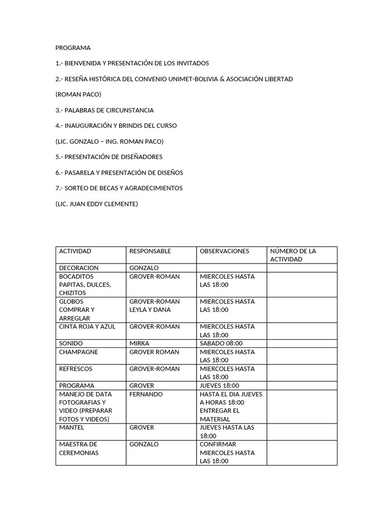 Programa Sabado | PDF