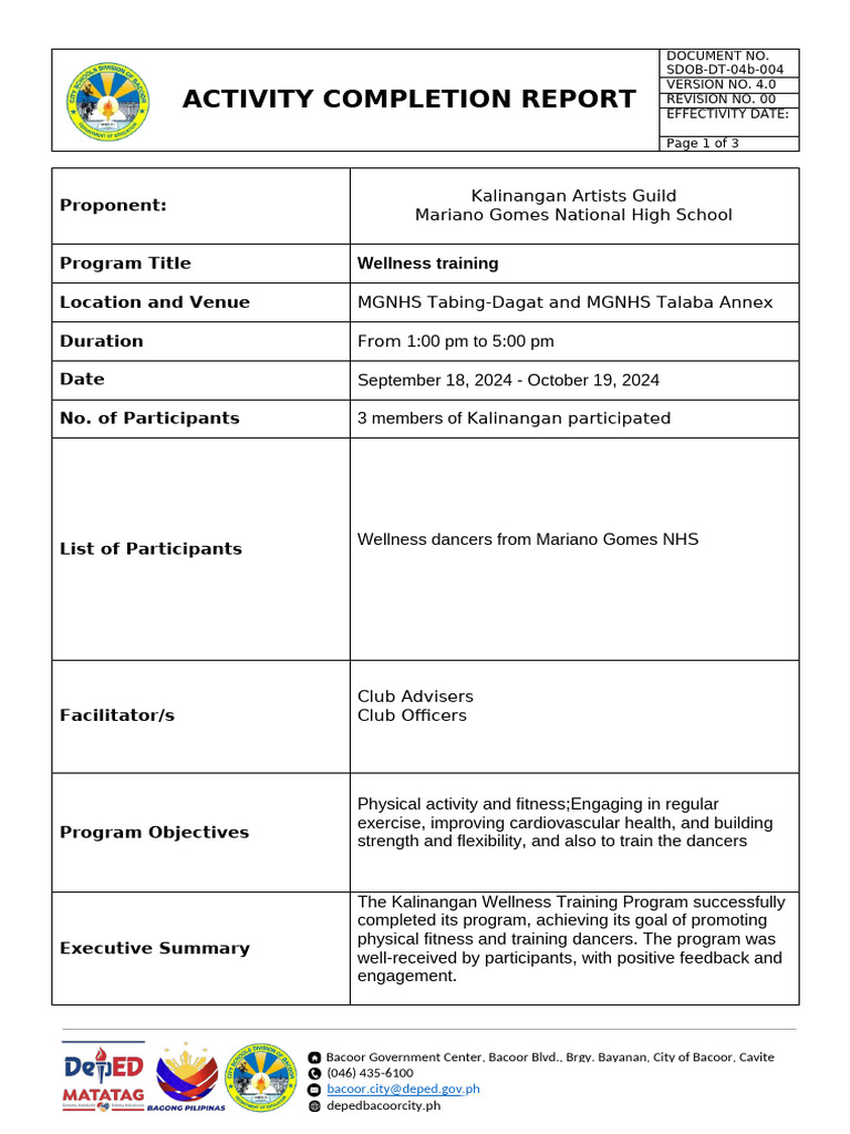 Accomplishment Plan 3 1 | PDF | Physical Fitness