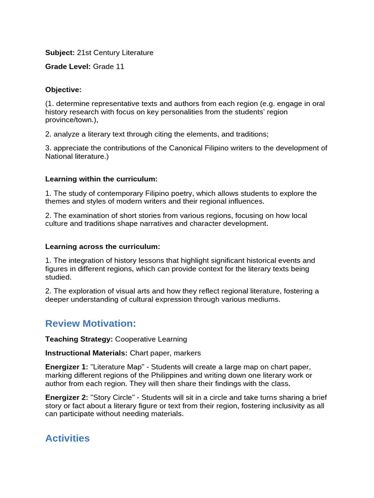 lesson_plan (15) | PDF | Narrative | Lesson Plan