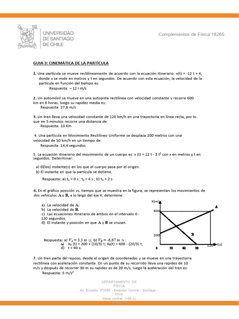 Guia 03 Cinemática MRU y MRUA 2021-1 | PDF | Velocidad | Cinemática
