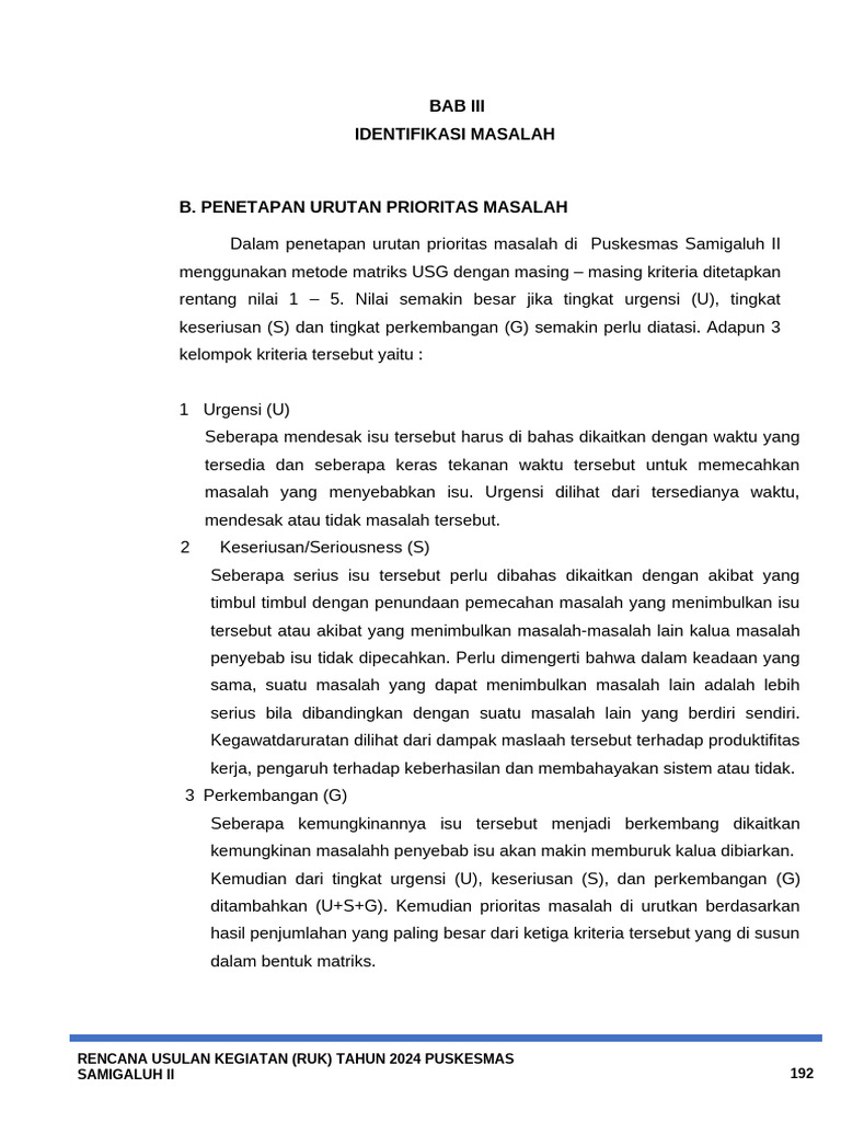 Bab Iii. Identifikasi Masalah (Prioritas Masalah) | PDF