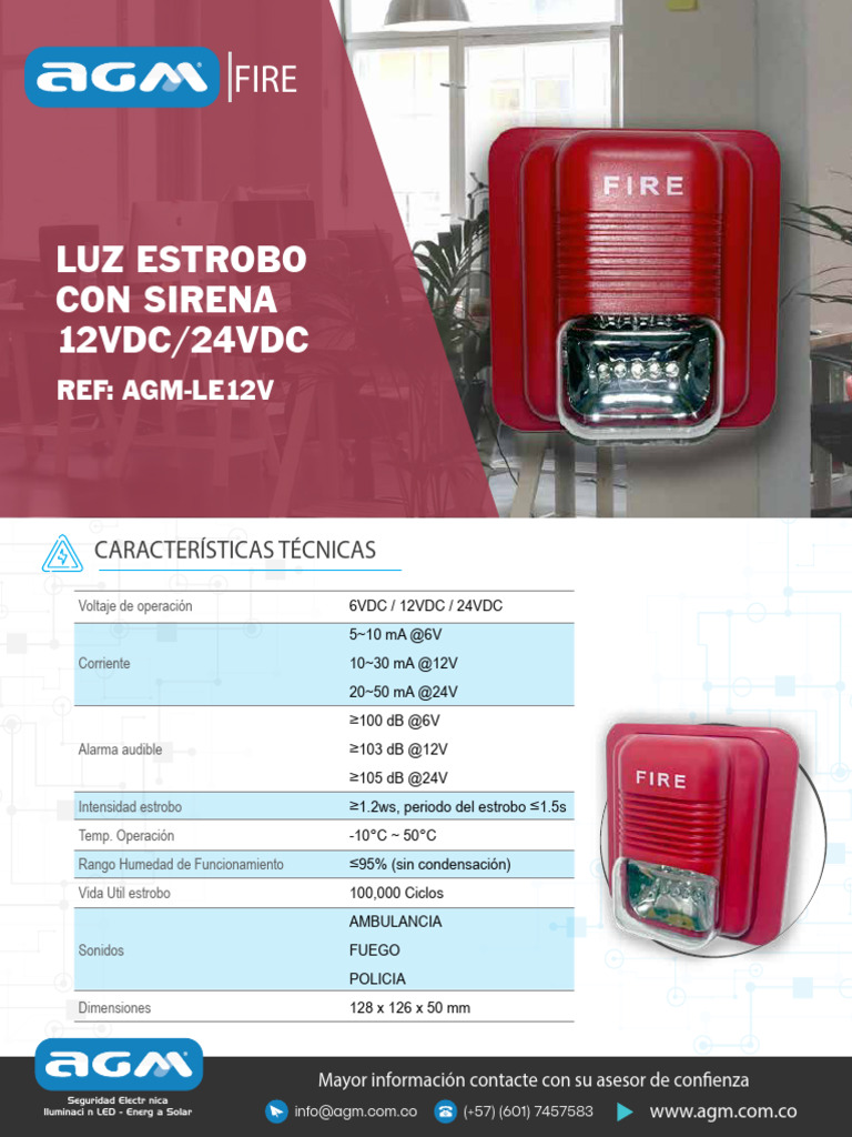 Luz Estrobo con Sirena 12VDC/24VDC | PDF