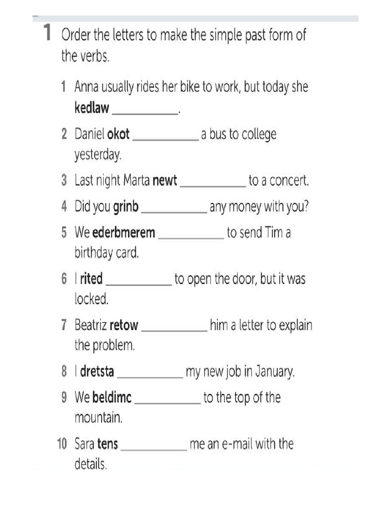 Homework About Past of Verbs | PDF