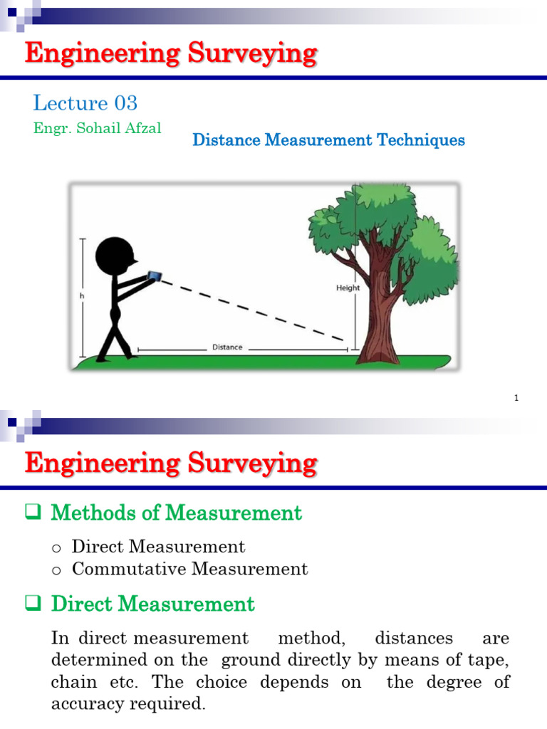 Lecture 03 Distance Measurement Techniques | PDF | Surveying | Metrology