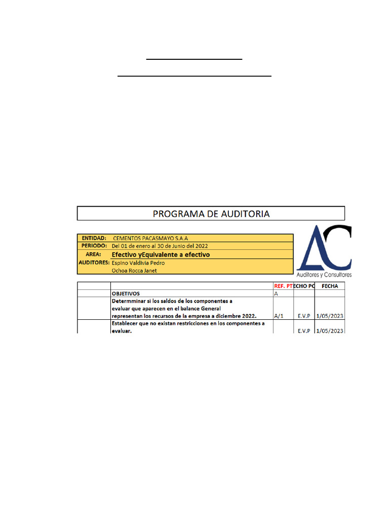 Programas de Auditoría TA.3 | PDF