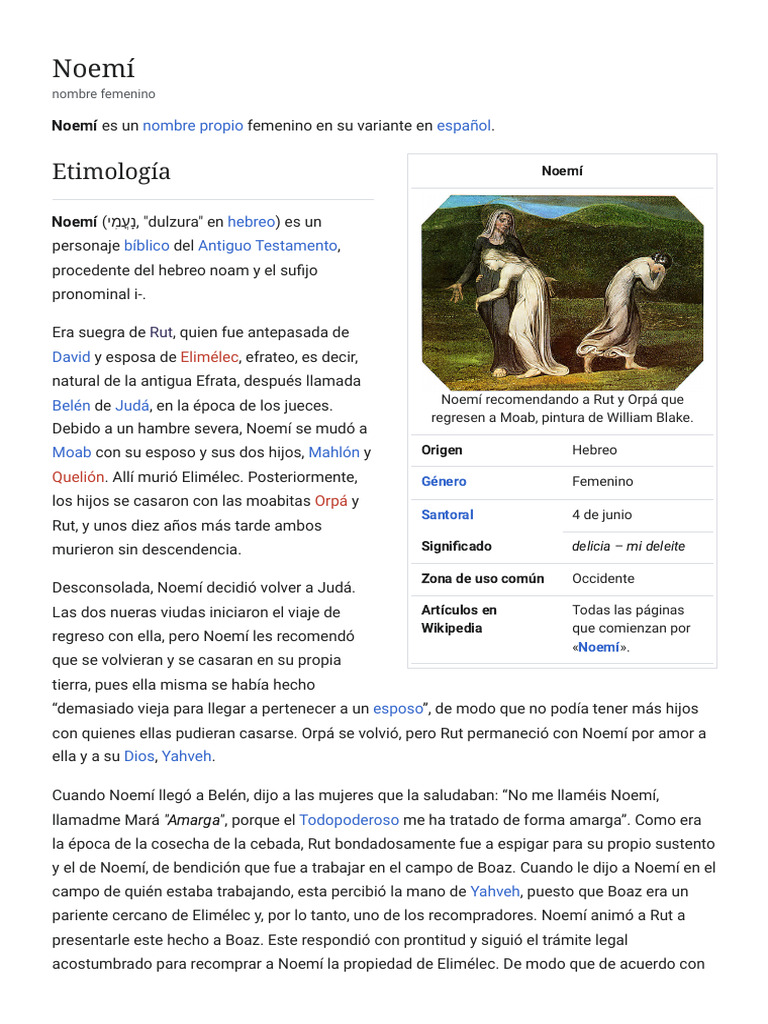 Noemí - Wikipedia, La Enciclopedia Libre | PDF | Noemí (figura bíblica ...