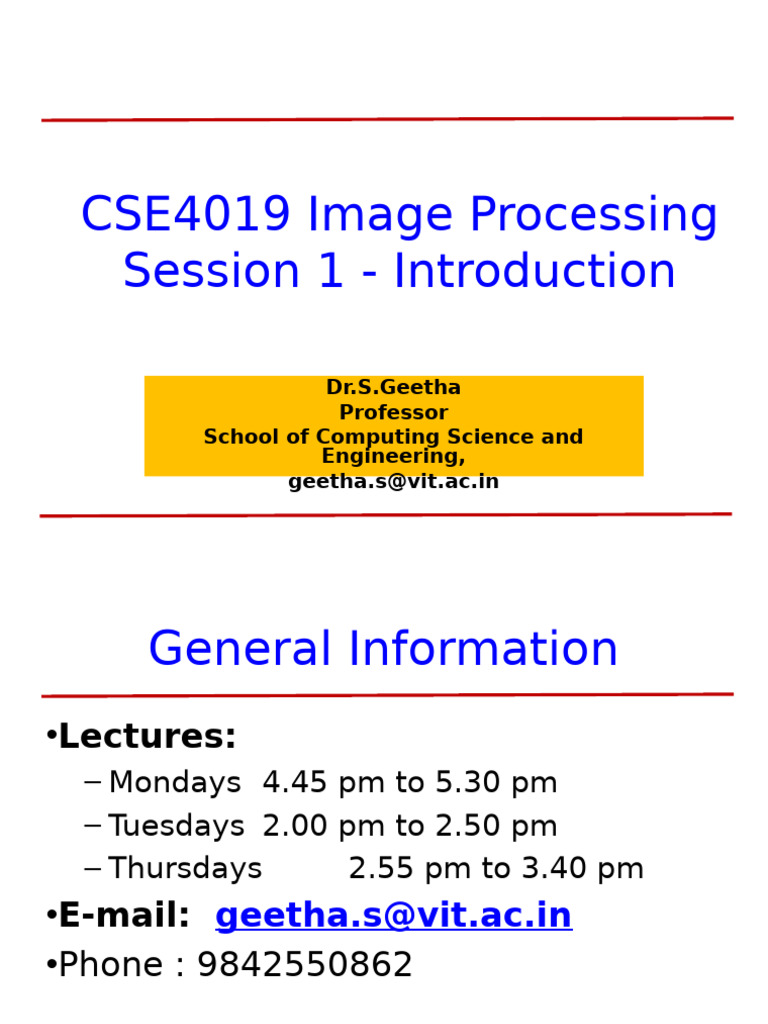 Image Processing Course Intro | PDF | Digital Image | Computer Vision