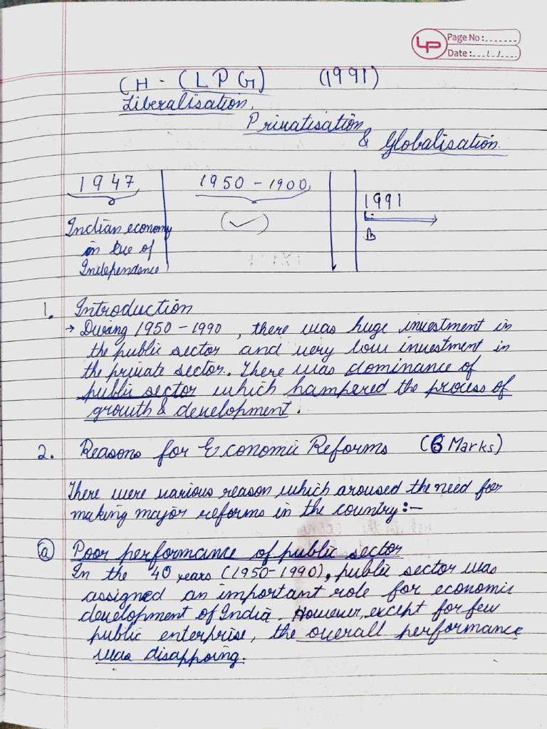 Class 12 Indian Eco Chapter - LPG | PDF