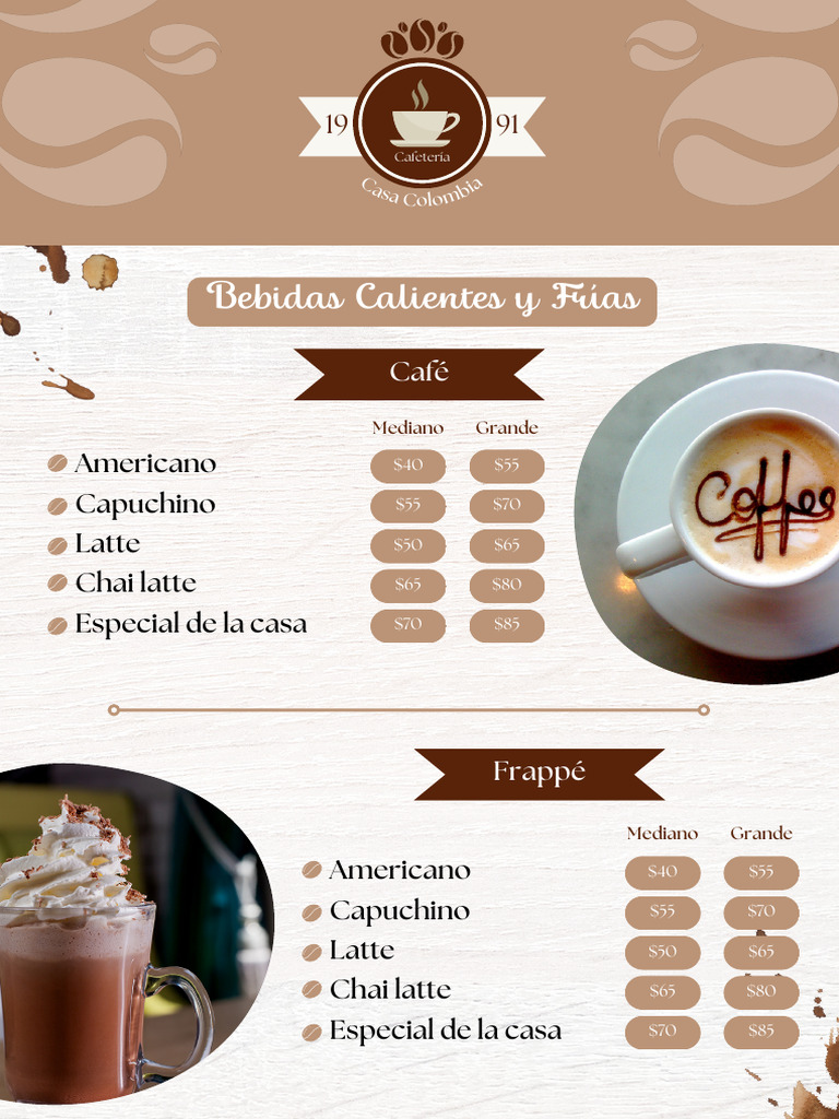 Menú para Cafetería Vintage Café | PDF