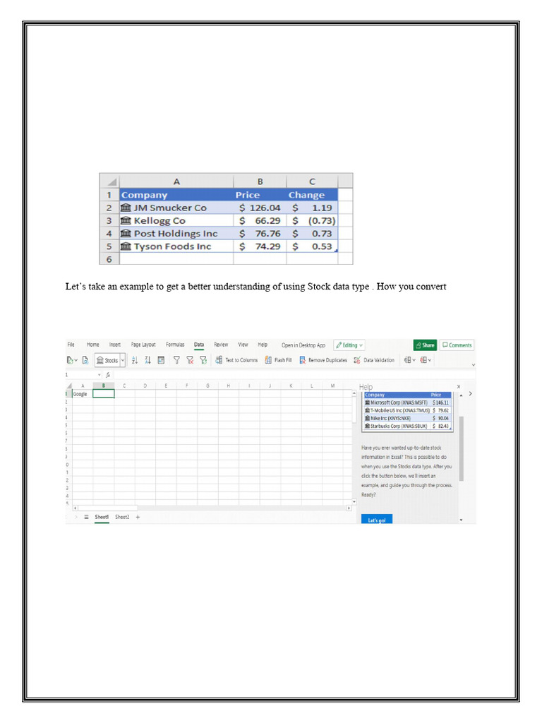 Stock Market Data Sheet On Excel | PDF | Data Analysis | Statistics