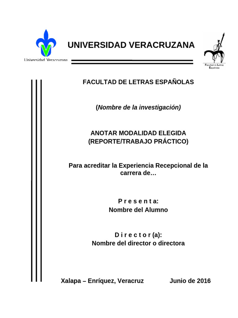 Formato de Portada de Tesis UV | PDF