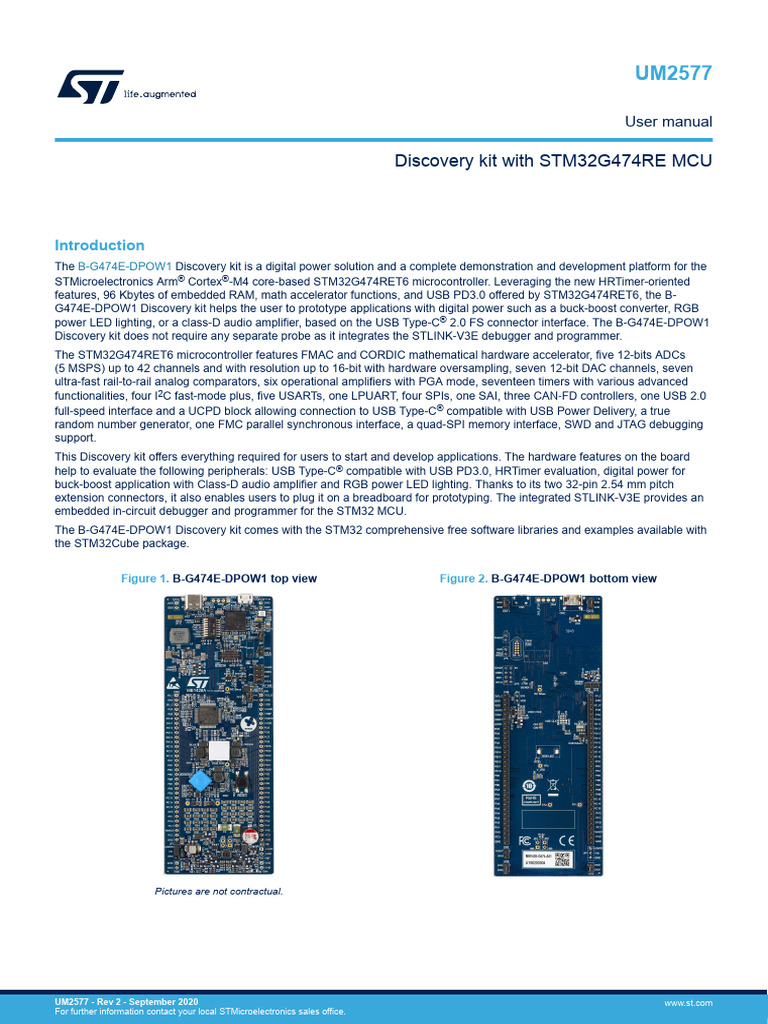 Um2577 Discovery Kit With Stm32g474re Mcu Stmicroelectronics (3) | PDF | Usb | Microcontroller