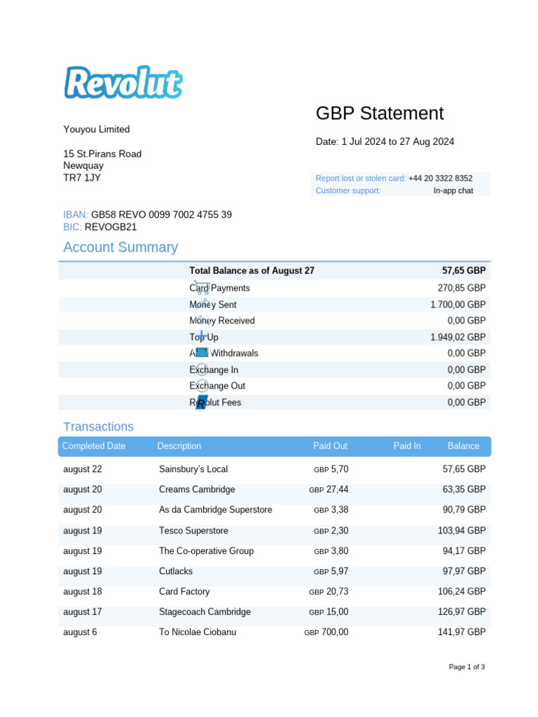 UK Revolut Bank St. Word | PDF | Payments | Money