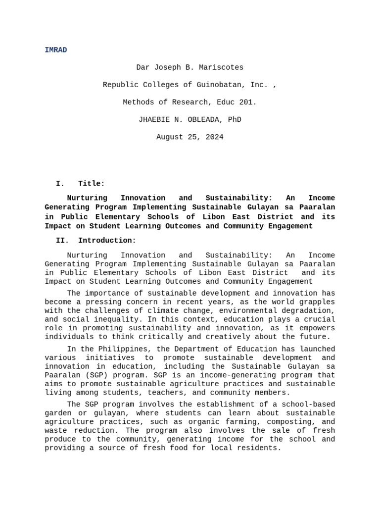 Concept Paper Pdf Sustainability Survey Methodology