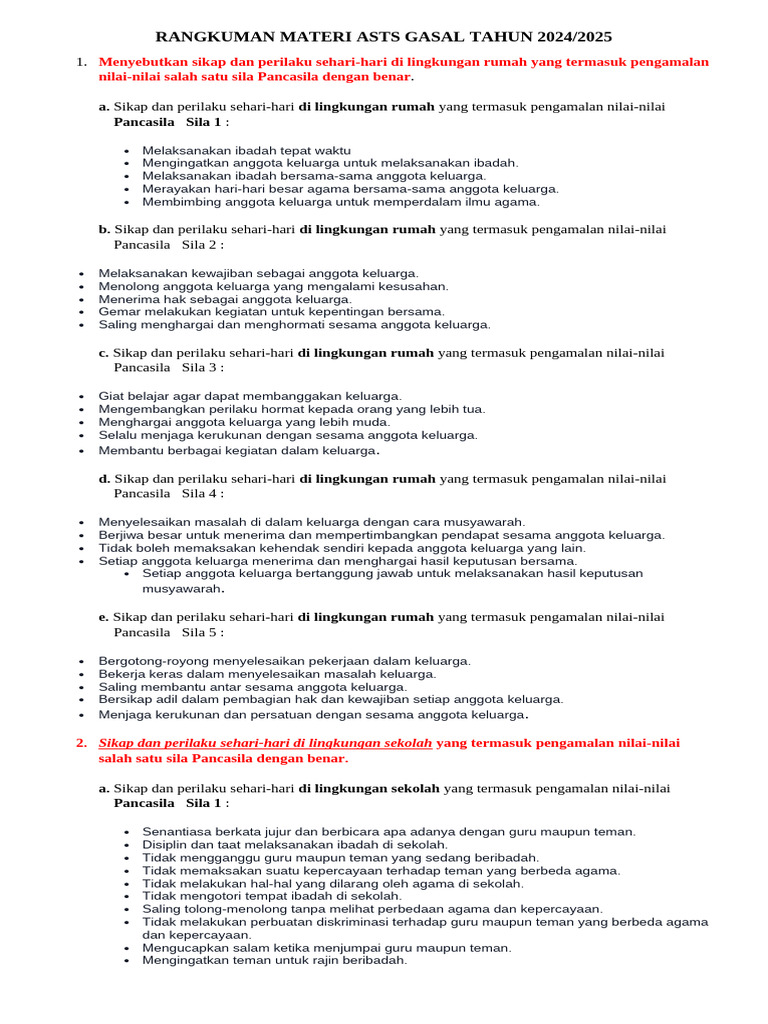 RANGKUMAN MATERI ASTS 1 Mapel PKN | PDF