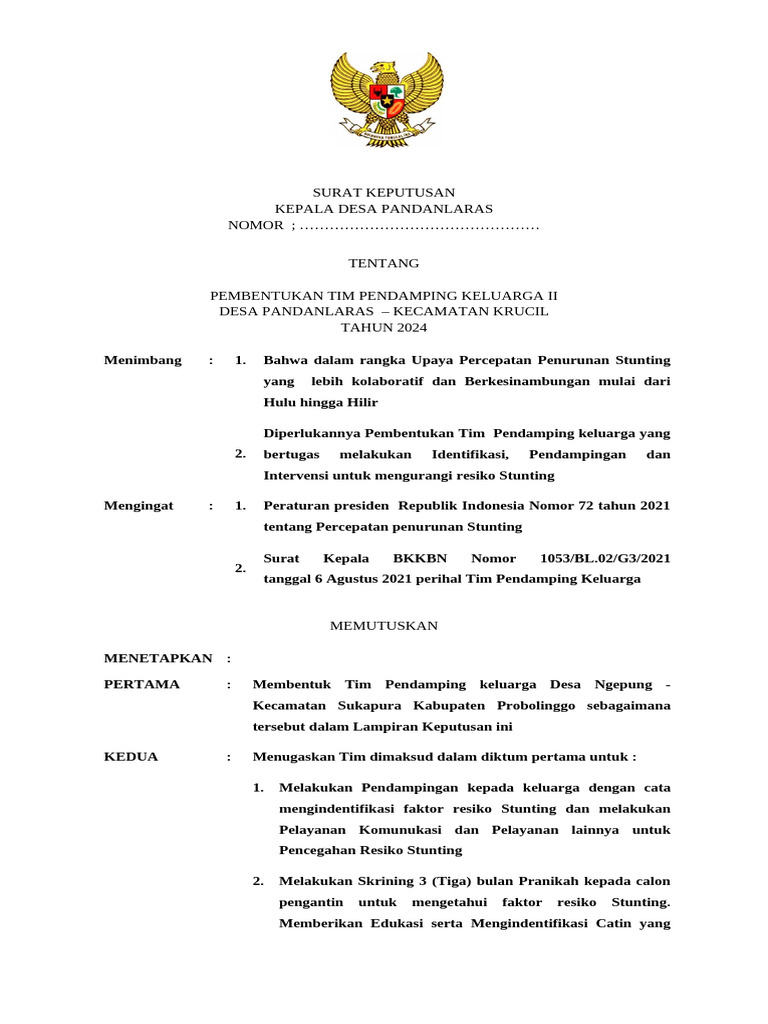 SK TPK Desa Pandanlaras | PDF