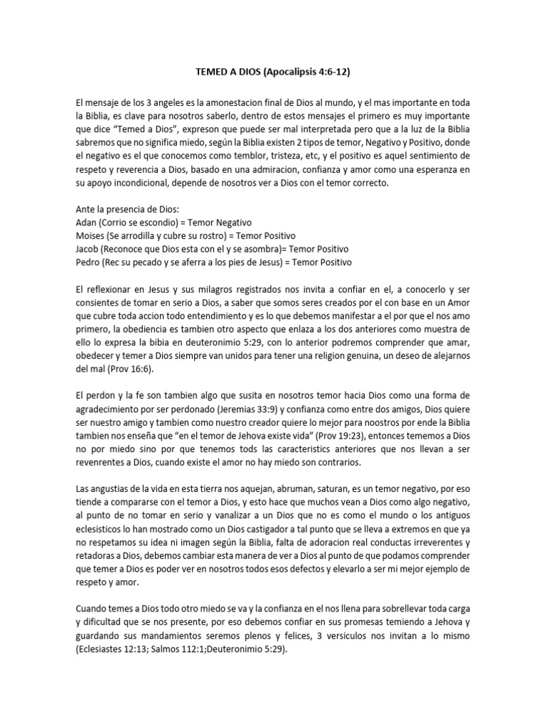 Temor a Dios: Significado y Reflexión | PDF | Temor | Amor