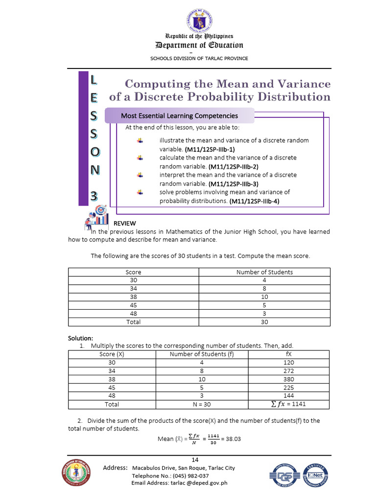 Lesson 3 - Stats - 3rd Quarter | PDF | Variance | Standard Deviation