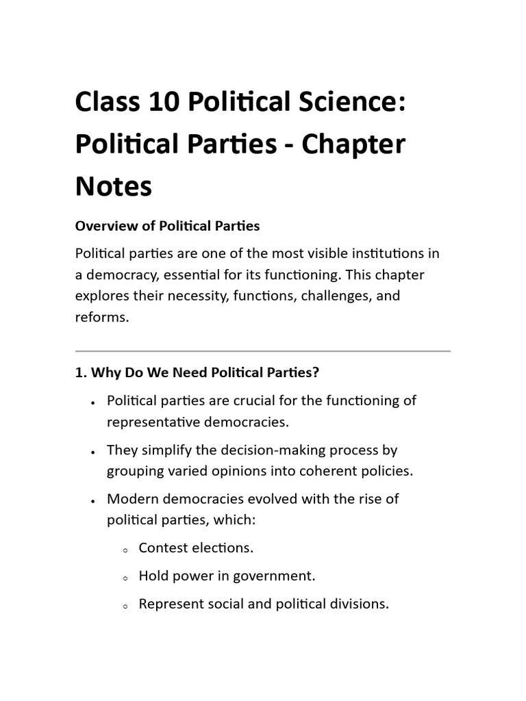 CHP 4-Political Parties | PDF | Political Parties | Elections