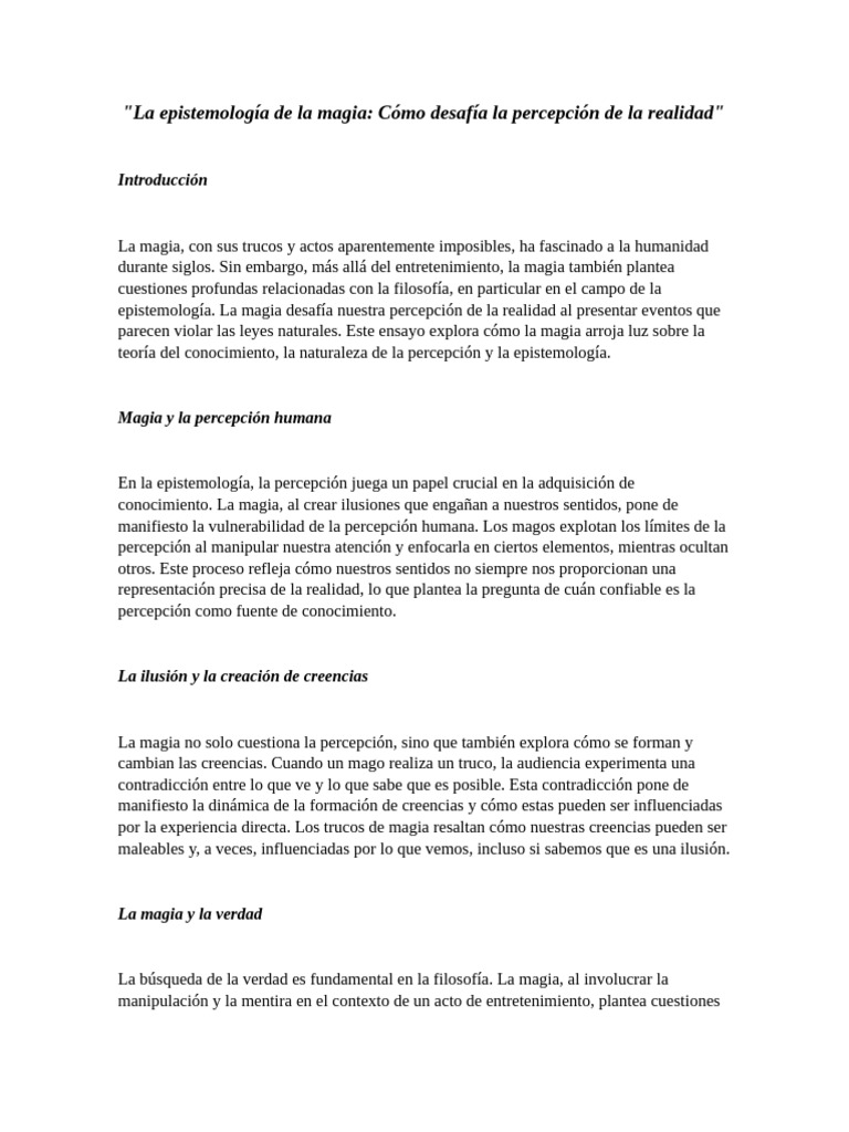 Magia y Filosofía | PDF | Percepción | Epistemología