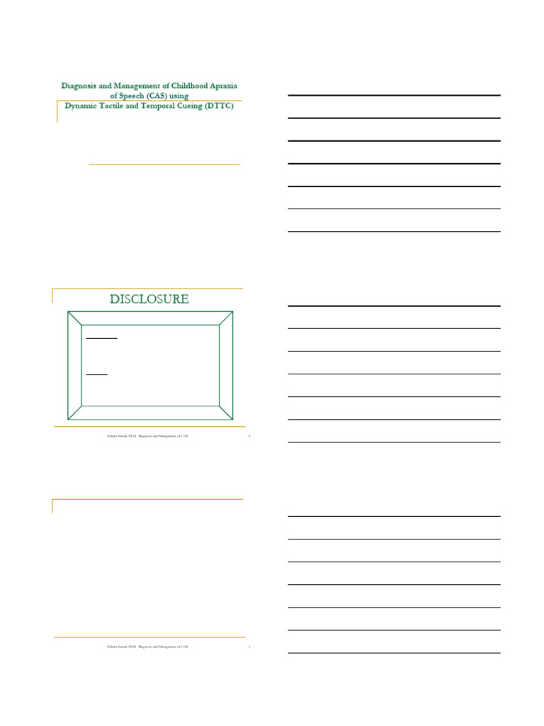 Handout For Diagnosis and Treatment of CAS Using DTTC | PDF | Speech ...
