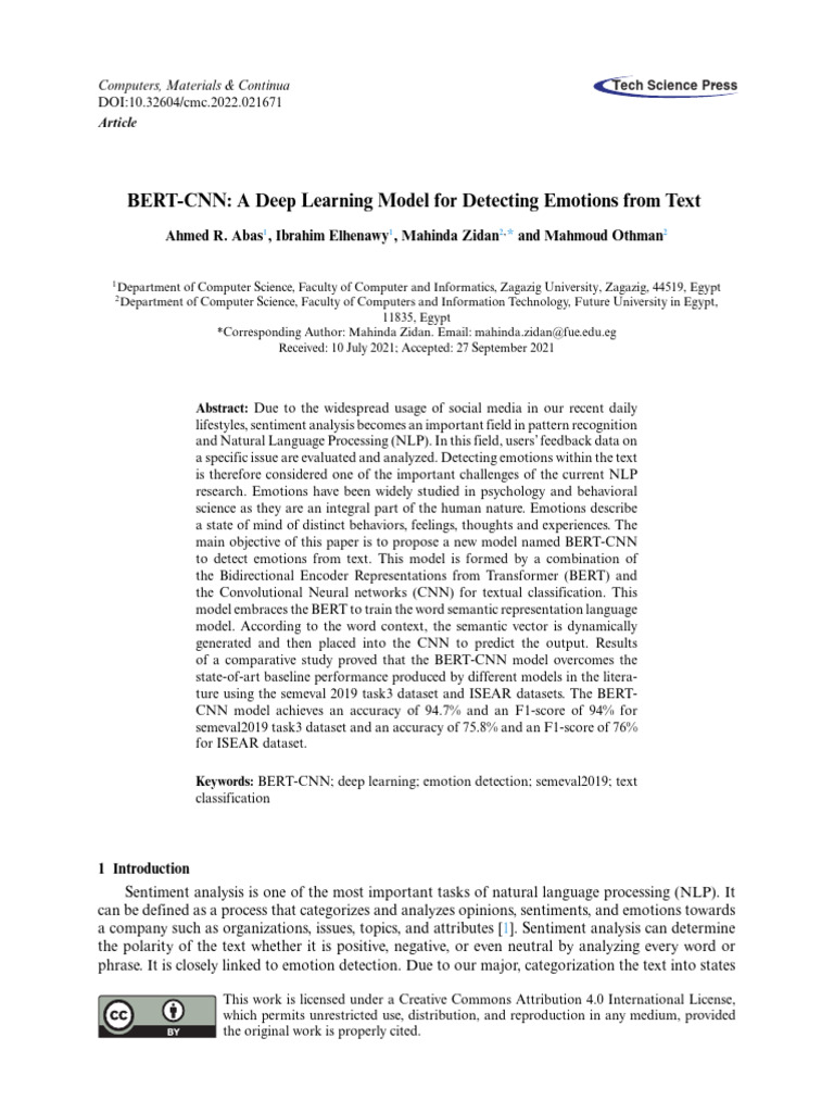 BERT CNN a Deep Learning Model for Detec Paper 2 | PDF | Deep Learning ...