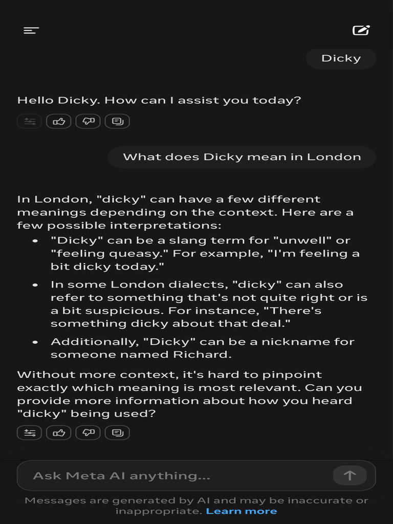London Slang: Meaning of "Dicky" | PDF