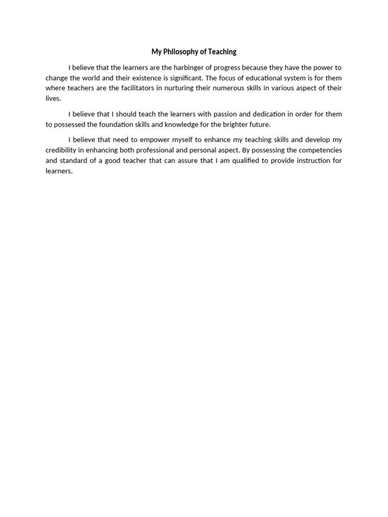 My Philosophy of Teaching | PDF | Reading Comprehension | Applied ...