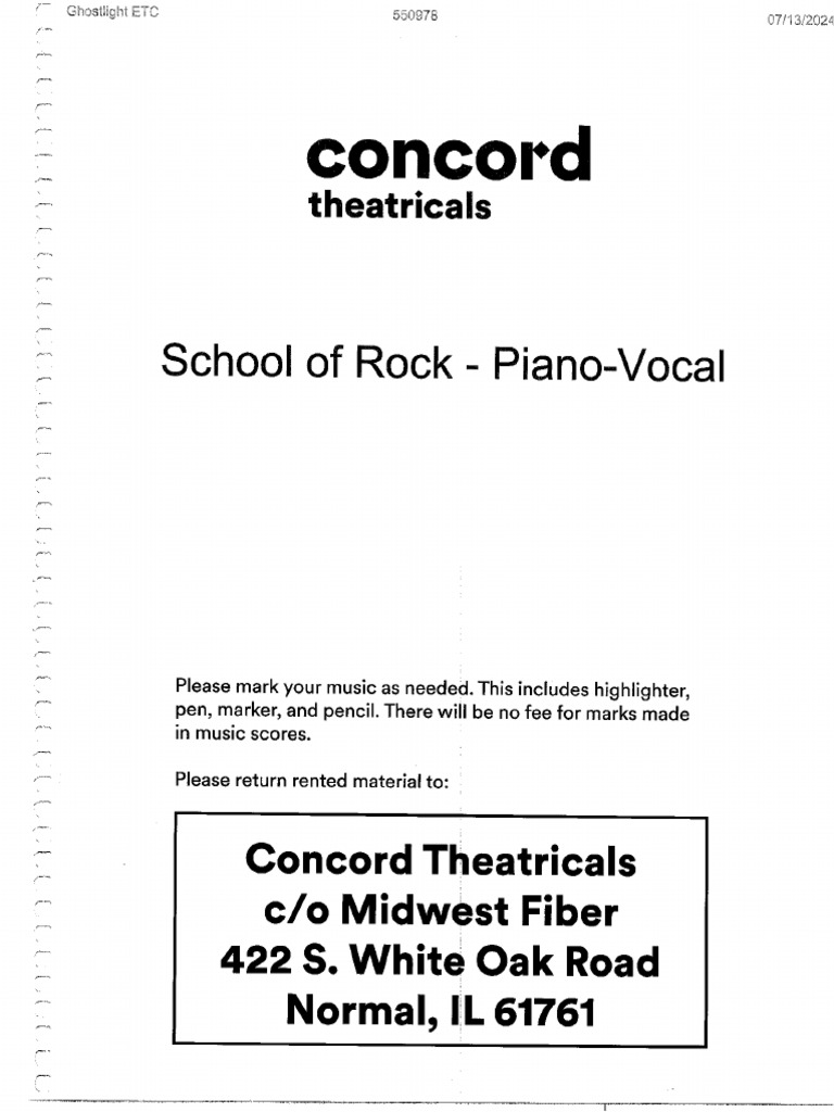 Concord - School of Rock Piano - Vocal Score | PDF