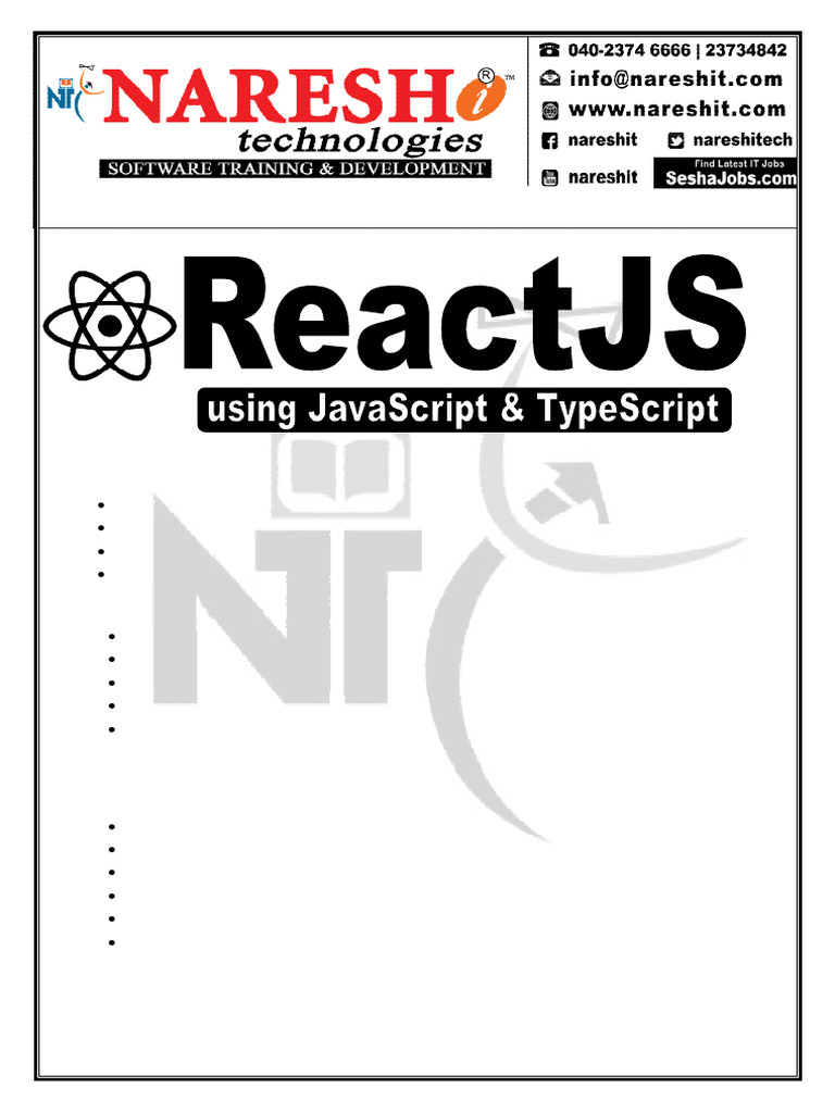 ReactJS With Real-Time Project - Naresh IT | PDF | Java Script | Software Development