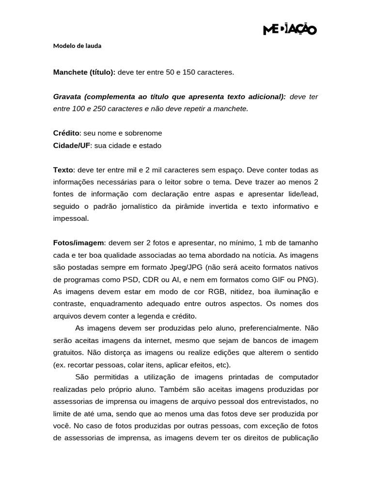 Modelo de Lauda - Agencia Mediacao | PDF