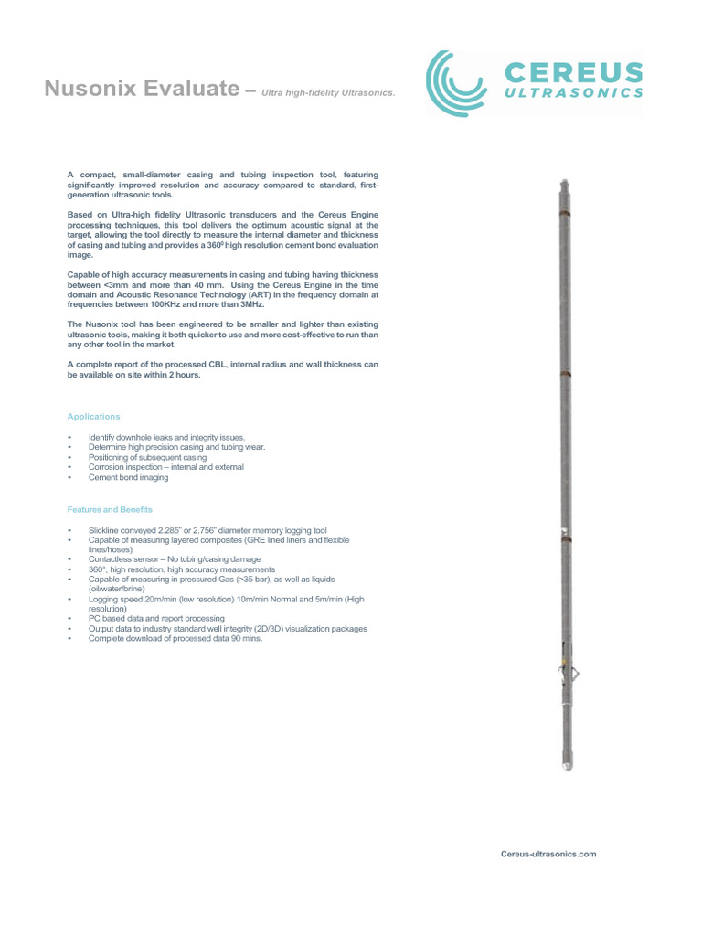 Data Sheet Nusonic v1.6 Mar24 | PDF | Ultrasound | Pipe (Fluid Conveyance)